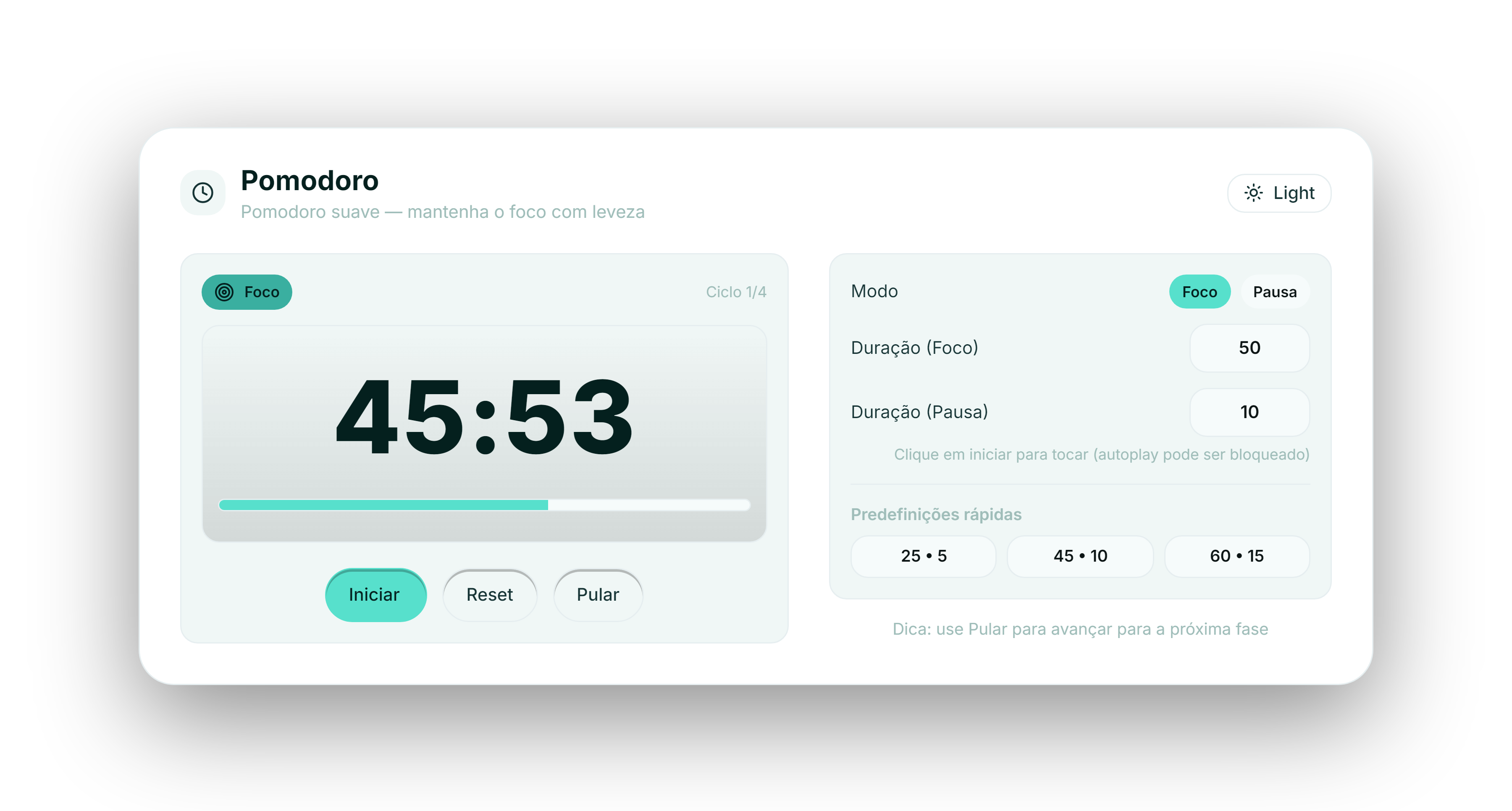 Pomio.app - Cronometro Pomodoro com musica para foco e TDAH